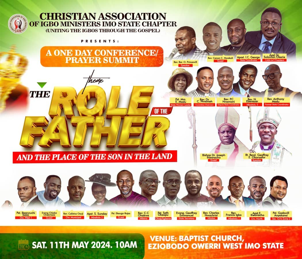 A ONE DAY CONFERENCE/PRAYER SUMMIT: THE ROLE OF A FATHER – caim
